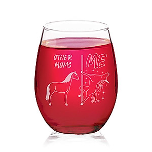 Veracco Other Moms Vs Me Unicorn Funny Birthday Gifts For Her Grandma Stepmom From Daughter Son Wine Lover Party Favor Laser Engraved Stemless Glass (Clear, Glass)