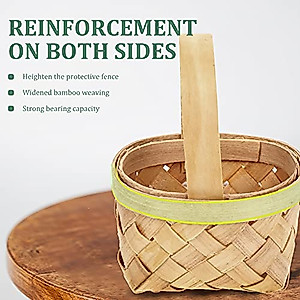 DOITOOL 4pcs Hand Woven Baskets Handmade Wood Baskets with Handles Mini Braided Basket Wood Chip Basket Hanging Baskets for Gifts Home Living Room Decor 9X6. 5CM