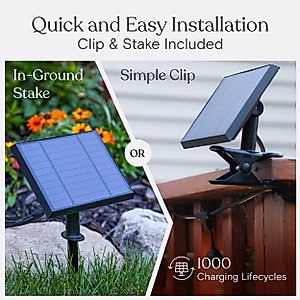 Brightech Ambience Pro Solar Powered Outdoor String Lights, 48 ft Commercial Grade Waterproof Patio Lights, 15 Edison Bulbs, Shatterproof LED String Lights for Outside, Porch - 1W Warm White