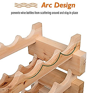 HOMCOM Stackable Wine Rack, Modular Storage Shelves, 72-Bottle Holder, Freestanding Display Rack for Kitchen, Pantry, Cellar, Natural