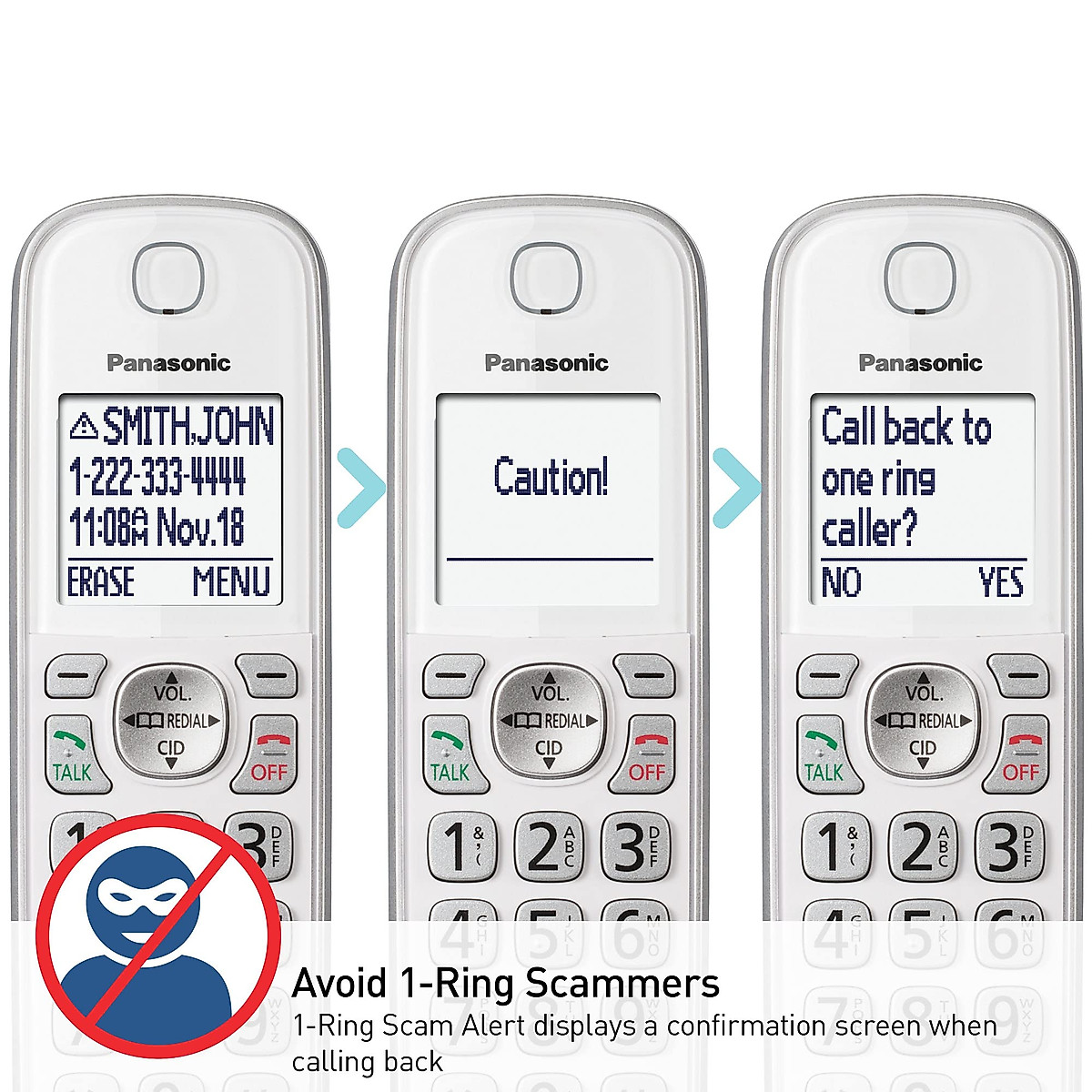 Panasonic Cordless Phone with Answering Machine, Link2Cell Bluetooth, Voice Assistant and Advanced Call Blocking, Expandable System with 4 Handsets - KX-TGD864W (White)