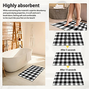 SPUNKER Doormat Checkered and Black Plaid Squares Tartan Door Welcome Mat Vintage Rustic Yard Non Slip Seasonal Home Decoration Indoor Outdoor 17 X 30 Inch