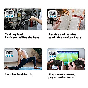 Digital kitchen timer, big screen, big numbers, simple operation, used for cooking oven office work and children's learning or games(Pack of 4 and 6 pieces) (White, 6)