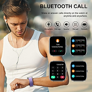 Smart Watch(Answer/Make Call), 1.85" Smartwatch for Women IP68 Waterproof, 100+ Sport Modes, Fitness Activity Tracker Heart Rate Sleep Monitor Pedometer, Smart Watches for Android iOS, Lavender Purple
