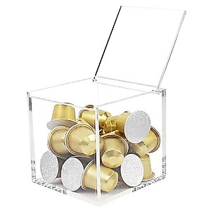 kekafu Coffee Capsule Holder Clear Acrylic Box Coffee Pod Storage Coffee Pod Holder Dispenser Tea Bag Organizer with Lid