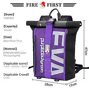 FIREFIRST Evangelion Backpack for Men & Women Water Resistant Roll Top College School Casual Daypack