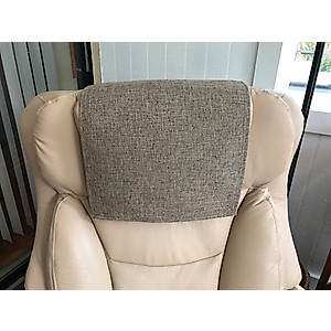 Recliner Headrest Cover as Home Decor Upholstery Fabric Mink Brown Color Protective Chair Pad, size 14x30" for Furniture Theater Seating Gaming Chair