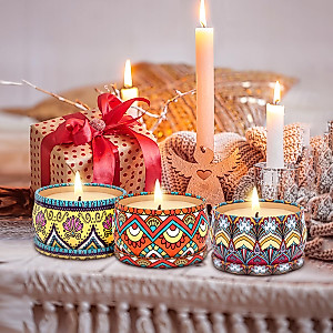 3 Packs Scented Candles Set, Soy Wax Stress Relief Aromatherapy Candles, Relaxation Gift Baskets for Women, Great Gift Ideal for Thanksgiving Christmas House Warming and Birthday