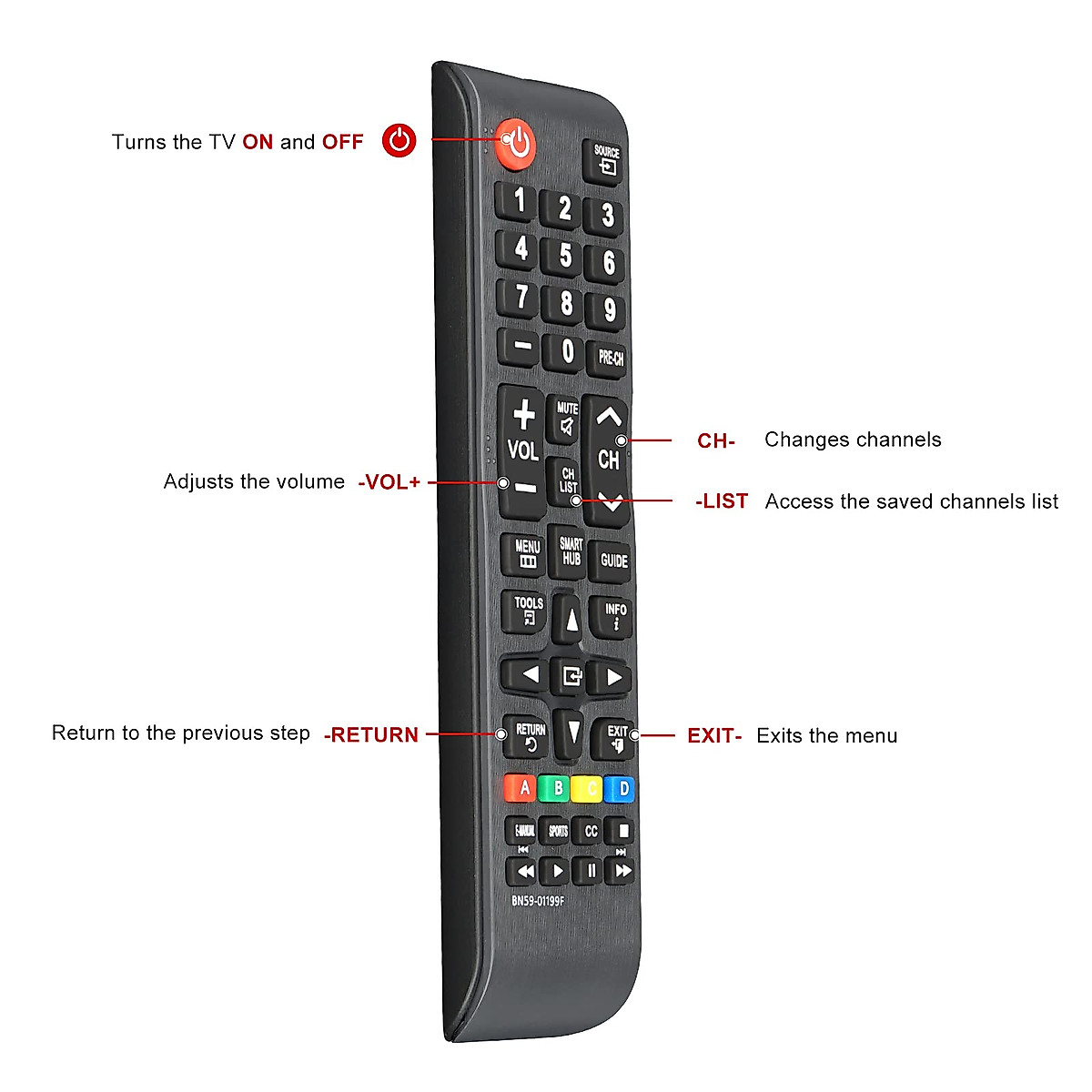 for Samsung Smart TV Remote Control fit All Samsung Models LCD LED 3D HDTV Smart TVs.（Without Battery）