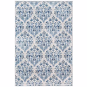 MARTHA STEWART x SAFAVIEH 2' x 4' Cream/Blue MSR2856D Floral Non-Shedding Entryway Living Room Foyer Bedroom Accent Rug (MSR2856D-24)