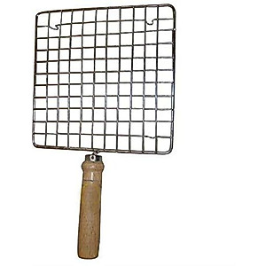 Shriya Stainless Steel Wire Roaster Papad Jali Wooden Handle Square With Roasting Net,Papad Jali,Roti Jali,Roaster Stainless Steel Square Roti Grill