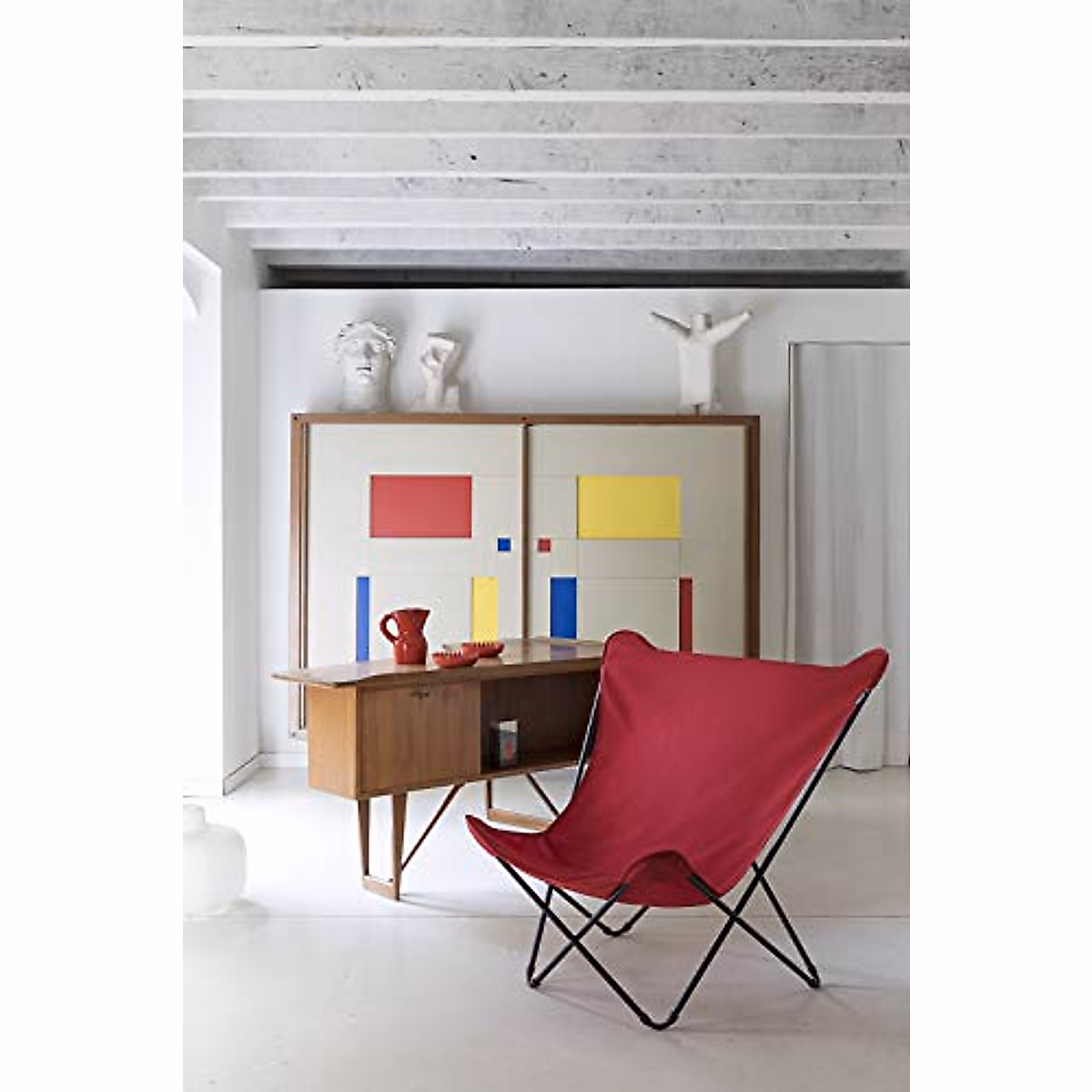 Lafuma Pop Up XL Lounge Chair (Garance Red) Extra Large Folding Butterfly Dorm Chair
