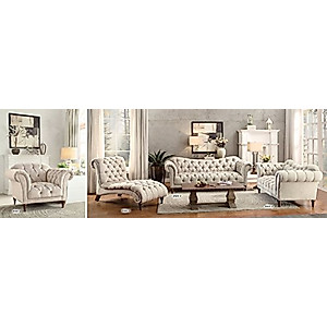 Homelegance St. 30" Claire Fabric Chesterfield Chaise, Almond Brown