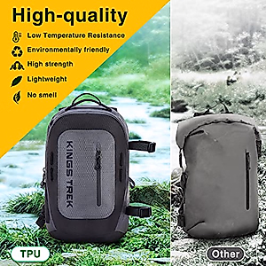 KINGS TREK Dry Bag, TPU Waterproof Backpack with Airtight Zipper, 20L Floating Waterproof Pack with Phone Case (Grey, 20L)