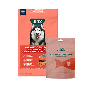 Jinx Premium Dry Dog Food + Bonus Salmon Topper. Salmon, Brown Rice, Sweet Potato Kibble (11.5lb), for All Lifestages with Superfoods & Probiotics