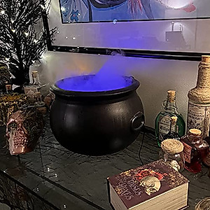 UPLAVIE Halloween Decoration, Ultrasonic Mist Maker Fogger with Black Witch Cauldron Waterproof Frame 12 LED Light Flashes for Halloween Decor Water Fountain Pond Fogger Fishtank