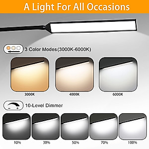 Psiven LED Desk Lamp, Swing Arm Table Lamp with Clamp, Flexible Gooseneck Architect Drafting Task Lamp(3 Lighting Modes, Dimmable, Memory Function) Eye Care Desk Light for Workbench, Monitor, Reading