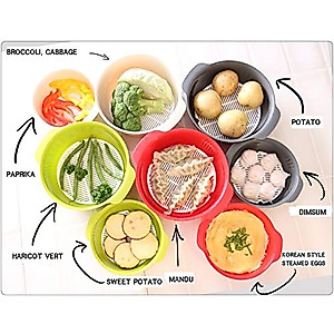 Multi-Propose Microwave Steamer 40.5 fl.oz. 18.5 fl.oz. BPA free Pack of 2 Made in Korea (Medium, Black)