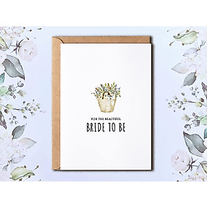 NTVShop For The Beautiful Bride To Be - Floral Basket Bride To Be Card - Bridal Shower Card - Minimal Bridal Shower Card - Valentines Card