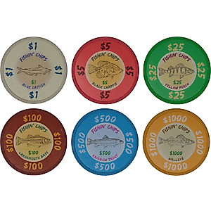 Fishin' Chips - Freshwater - Premium Quality Poker Chips and Playing Card Set