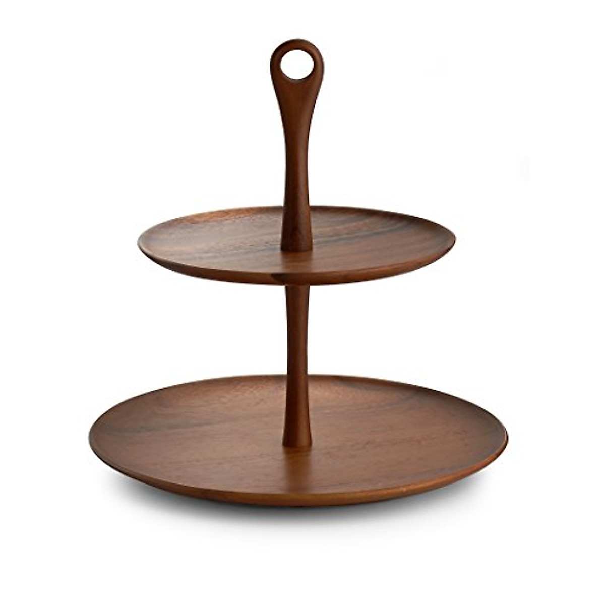 nambe Skye Wood Tiered Dessert Stand | 2-Tier Cupcake Stand | Serving Tray for Cookies, Pastries and Appetizers for Parties | Acacia Wood Cake Stand for Kitchen Table Display (12.5”)