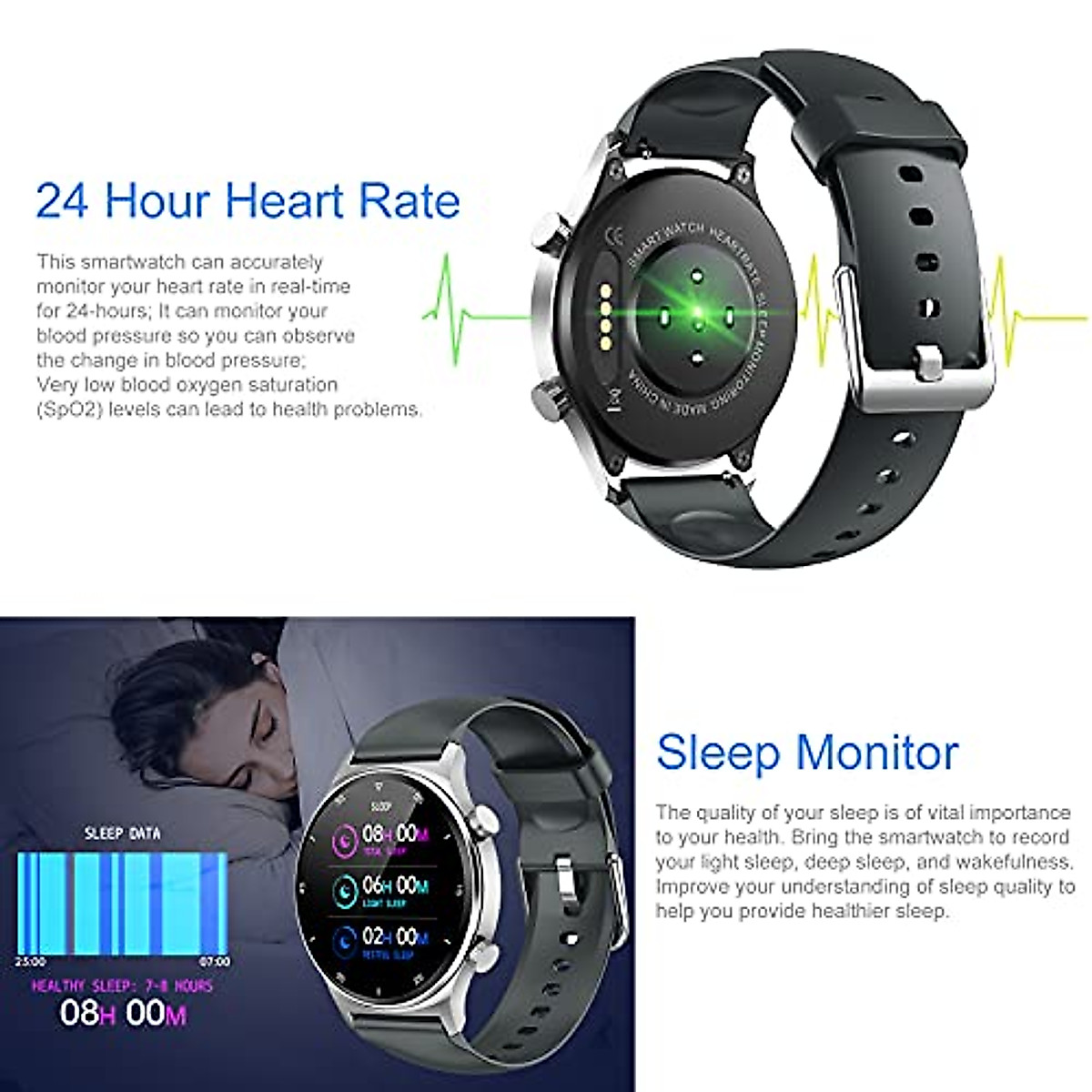 Kimnix Smart Watch, Smartwatch for Men Women IP68 Waterproof Activity Tracker,1.32HD Full Touch Screen Heart Rate Monitor Pedometer Sleep Monitor for Android iOS Phones…