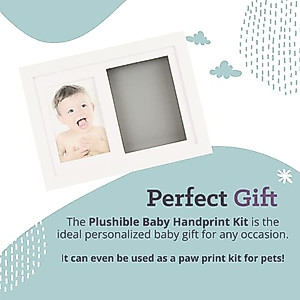 PLUSHIBLE Baby Handprint Footprint Keepsake Kit, New Mom, Grandma, For Mom, Baby Hand and Footprint Kit, Personalized, Baby Registry, Picture Frame, 3D Casting Kit, White Frame, Gold Prints