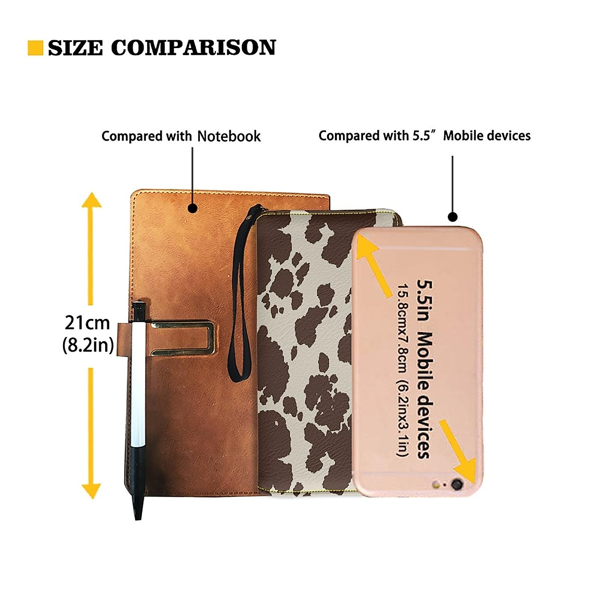 Wanyint Brown Cow Wallets for Women Animal Fur Pattern Zipper Long Purse with Removable Wristlet, RFID Blocking Wallet