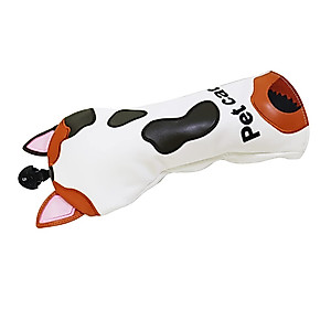 GOLTERS Golf Club Head Cover Cat Putter Headcover Blade Mallet Cover Driver Fairway Wood Elastic Bands Club Protection Fit Oversize Cover (1 3 5 Wood (White))