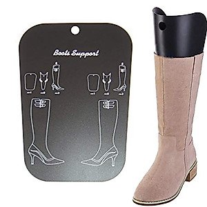 QUUPY 2 Pairs 16 Inch Long Thicken Plastic Shoe Shaper Holder Shoe Trees Stretcher Inserts Tall Boot Automatic Stand Support No Print for Women Over-The-Knee Boots Taller Boot Knee High Shoes (Black)