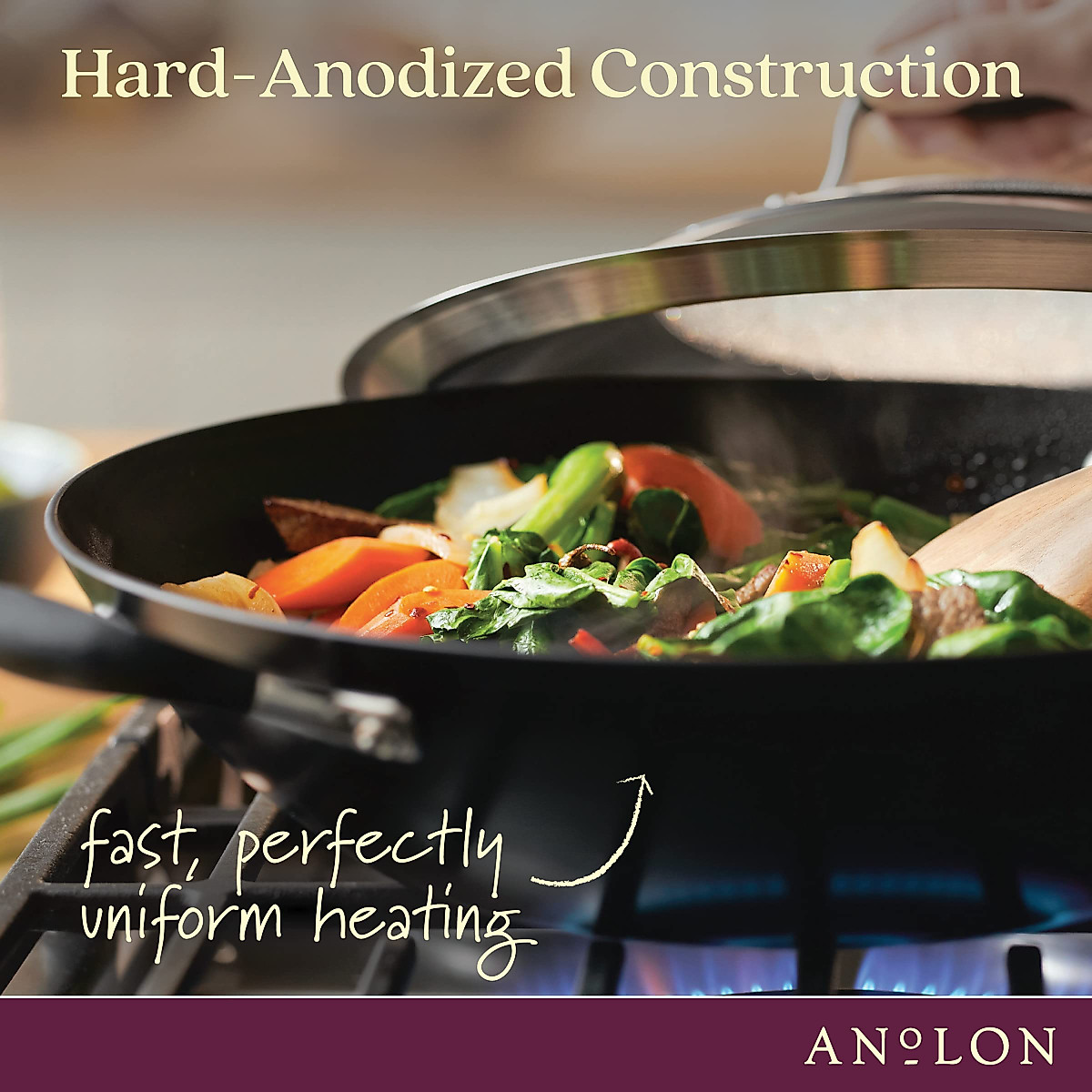 Anolon Advanced Home Hard-Anodized Nonstick Open Stock Cookware- Woks (14-Inch Covered Wok, Onyx)
