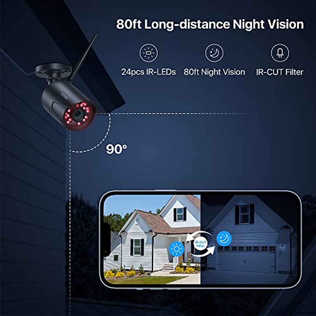 ZOSI 2K 3MP Wireless Security Camera System, H.265+ 8 Channel CCTV NVR with 2TB Hard Drive for 24/7 Recording and 8 x 3MP WiFi IP Camera Outdoor Indoor, Night Vision, Motion Alert, Remote Control