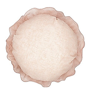 Fennco Styles Beautiful Handmade 3D Rose with Custom Made Fabric Decorative Throw Pillow 16" Round (Pink, Case+Insert)