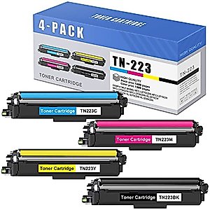 4 Pack TN223BK TN223C TN223M TN223Y (1BK+1C+1M+1Y) Compatible Toner Cartridge Replacement for Brother MFC-L3770CDW L3710CW L3750CDW L3730CDW HL-3210CW 3230CDW 3270CDW 3230CDN 3290CDW Series Printers