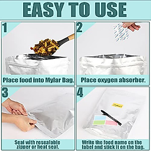35 Pack 1 Gallon Mylar Bags for Food Storage with Labels(40pcs), Size 10''x15'' Mylar Bags 1 Gallon with Extra Thick 4.7 Mil Each Side, Heat Sealable Bags for long term food storage