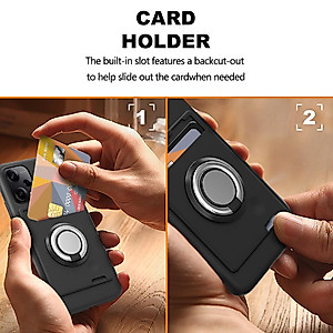 Kaotengwo for Redmi Note 12 Pro/Poco X5 Pro 5G Phone Case with Tempered Glass Screen Protector, Card Holder with Ring Stand case for Note 12 Pro/Poco X5 Pro Cover - Black