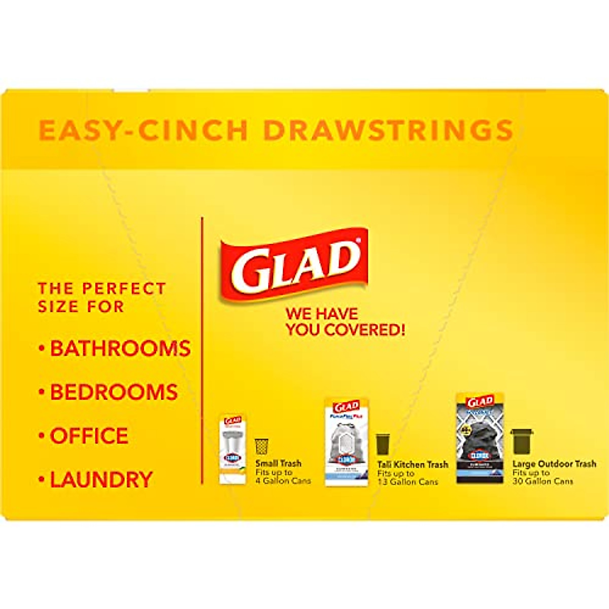 Glad Medium Drawstring Trash Bags, 8 Gallon, White, Fragrance Free, 80 Count, Pack May Vary