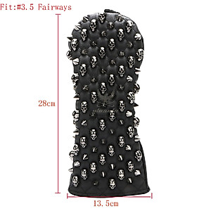 Yajun PU Golf Head Covers Golf Club Driver Fashion Rivets Headcovers for #1 Driver #3#5 Fairway Wood Golf Protector 3Pcs,White