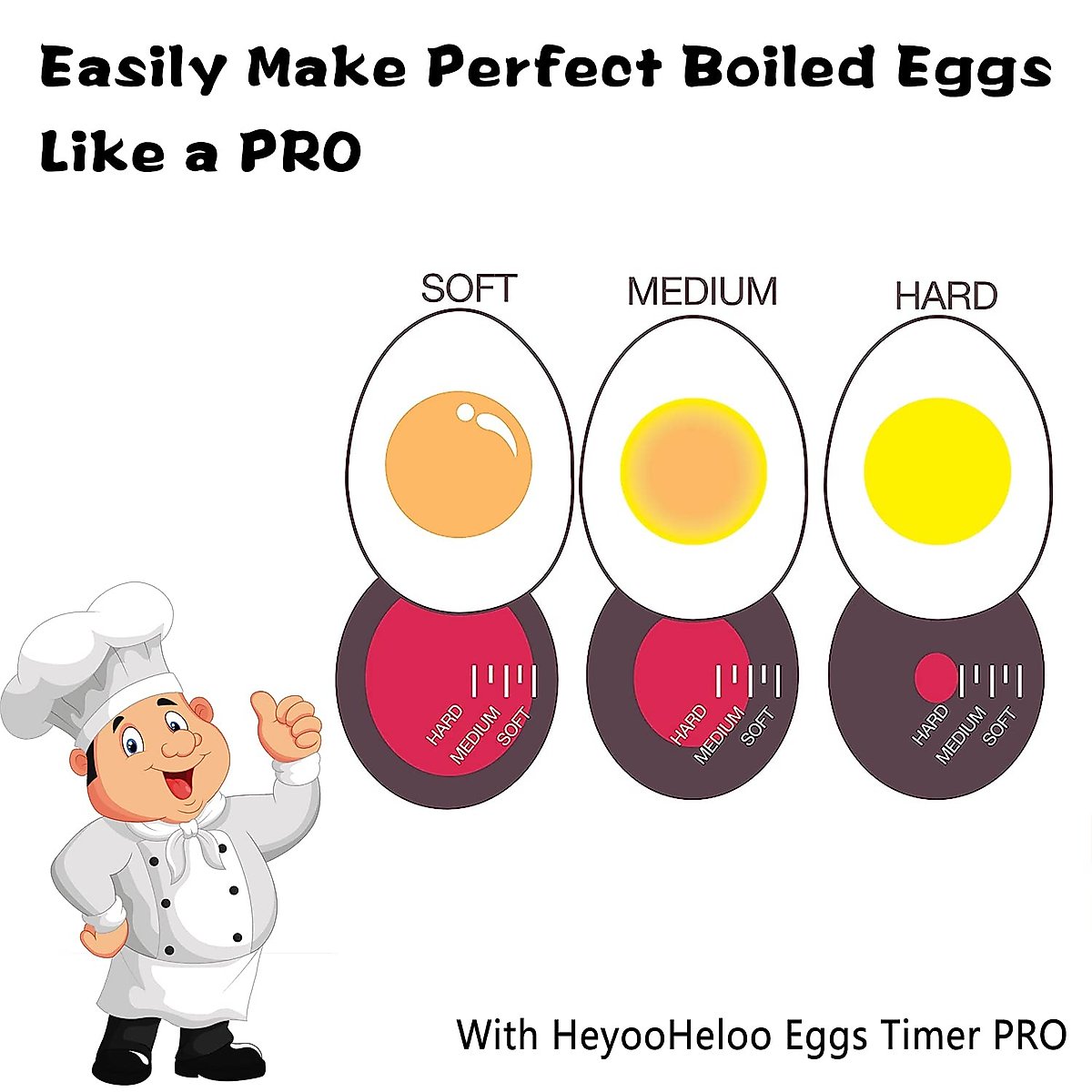 Boiled Egg Timer, Heat Sensitive Hard, Medium, Soft Boiled Color Changing Reusable Safe, Durable (red)