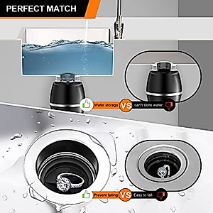 BOTEMY 3-1/8 Inch Garbage Disposal Splash Guards with Stainless Steel Black Kitchen Sink Stopper Drain Plug Set Food Waste Disposer Replacement Accessories for Waste King, Whirlaway, GE Disposer