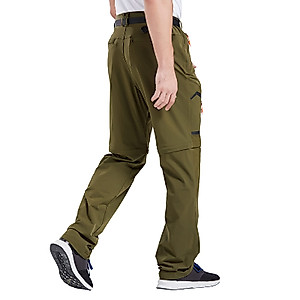 CAMOFOXIN Men's Hiking Pants Outdoor Convertible Quick Dry Fishing Pants & Shorts (Army Green, 34W X 30L)