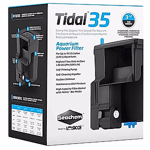 Seachem Tidal Power Aquarium Filter - 35 Gallon Large Fish Tank Filter,black