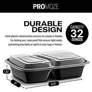 15-Pack Meal Prep Plastic Microwavable Food Containers meal prepping & Lids."{24 OZ.}" Black Rectangular Reusable Storage Lunch Boxes -BPA-free Food Grade- Freezer Dishwasher Safe -"PREMIUM QUALITY"
