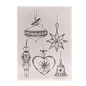 NZJ Merry Christmas Decorative Ball Clear Stamp Background Transparent Silicone Stamp Rubber Stamp for Scrapbook Journal Card Making
