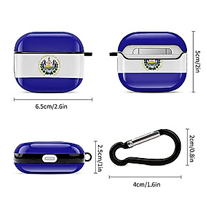 TAIZIYEAH Full Printed Case for AirPods 3 El Salvador Flag Headset Case with Keychain for Women and Men