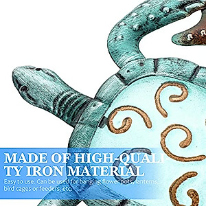 Garneck Rustic Iron Wall Hooks Key Rack Holder Metal Sea Turtle Wall Sculpture Nautical Coastal Wall Hanger Robe Hooks Clothes Hat Coat Towel Hooks for Bedroom Bathroom Kitchen