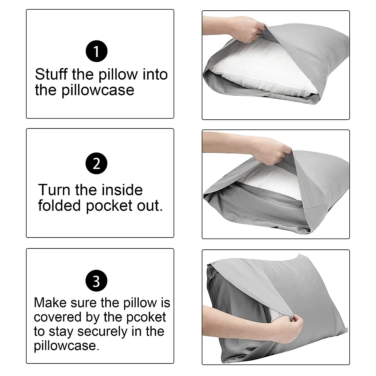 FLXXIE 2 Pack Microfiber Queen Pillow Cases, 1800 Super Soft Pillowcases with Envelope Closure, Wrinkle, Fade and Stain Resistant Pillow Covers, 20x30, Black