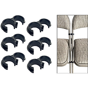 Elegent Upholstery Folding Chair Plastic Ganging Connector Clips Black Set of 6