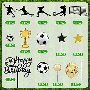28 PCS Soccer Cake Topper Soccer Ball Player Cake Decorations for Soccer Birthday Party Sport Party Supplies