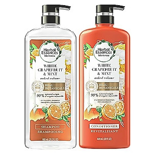 Herbal Essences, Volume Shampoo & Conditioner Kit with Natural Source Ingredients, For Fine Hair, Color Safe, Bio Renew White Grapefruit & Mosa Mint Naked Volume, 20.2 fl oz, Kit